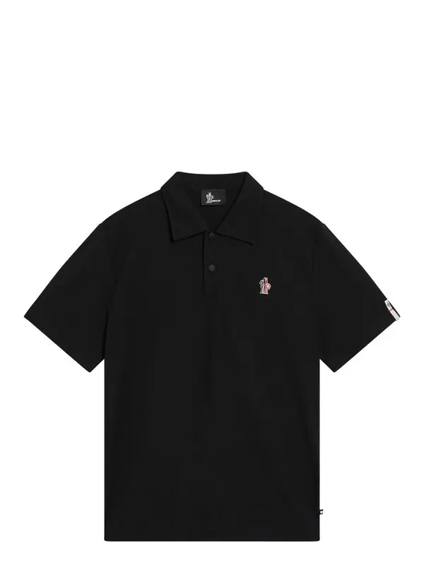 Moncler Polo Shirt With Logo Patch - Black