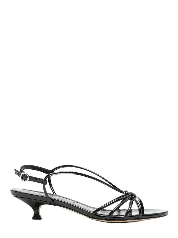 AeydĒ Patent Leather Kitten Heel Sandals - Black