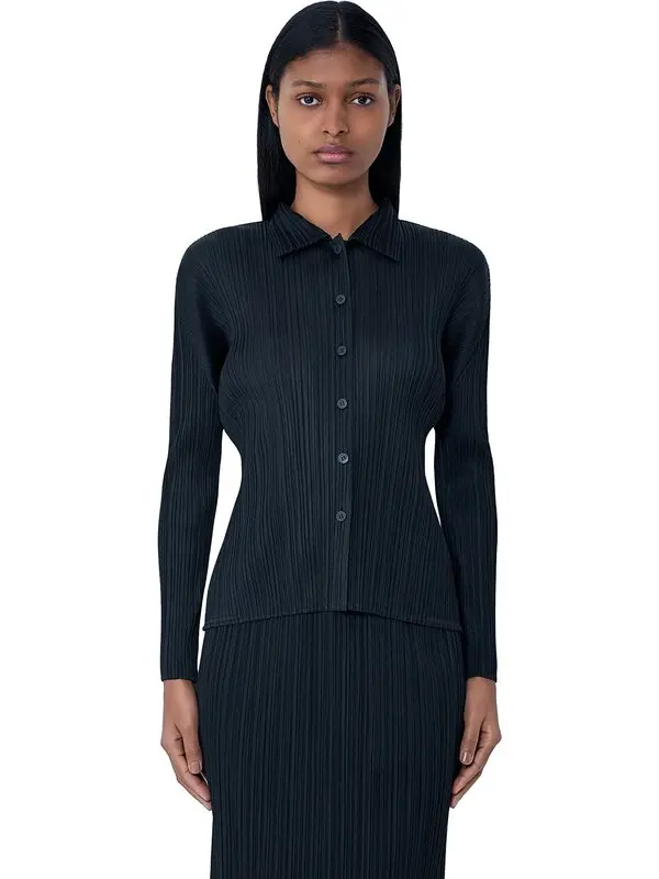 Issey Miyake Pleated Button-down Shirt - Black