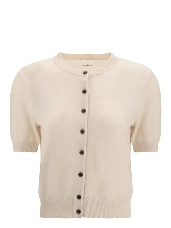 LISA YANG Marene Short Sleeve Button-up Cardigan - Multicolor