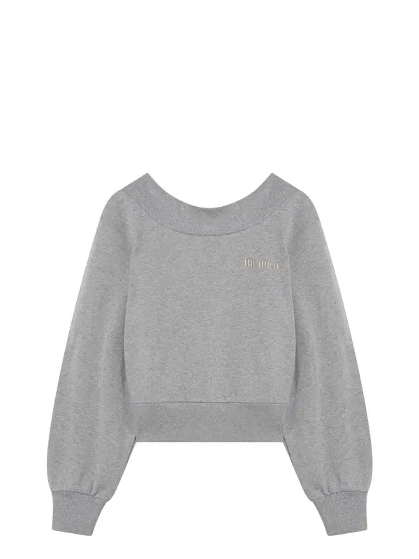 Attico Cotton Sweatshirt With Cut-out Detail - Gray