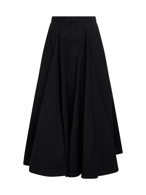 Balenciaga Black Cotton Ripstop Godet Maxi Skirt - Multicolor