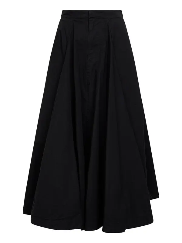 Balenciaga Black Cotton Ripstop Godet Maxi Skirt - Multicolor