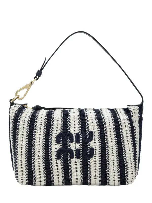 Miu Miu Crochet And Leather Pouch - Blue