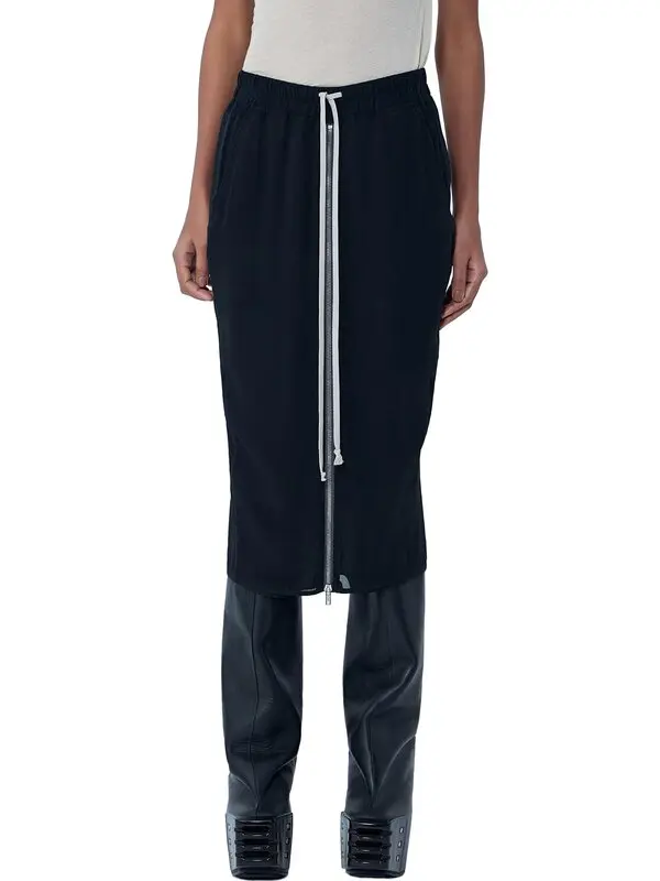 Rick Owens Elasticated Midi Skirt - Black