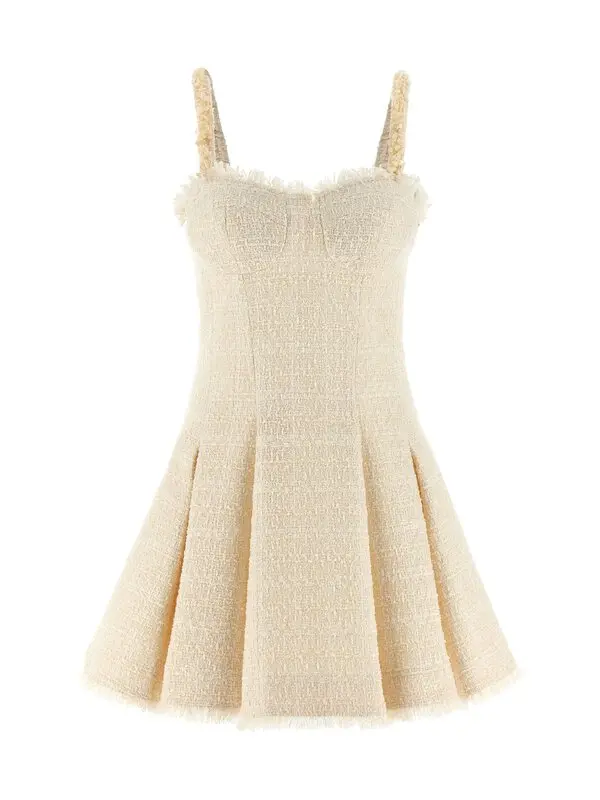 Balmain Conchiglie Tweed Mini Dress - White