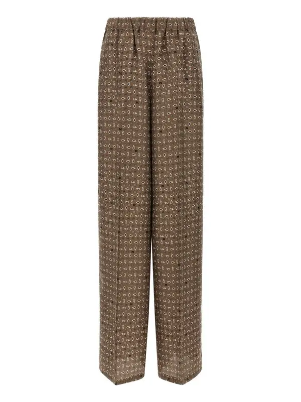 Max Mara Mxmvischio Silk Paisley Print Wide Leg Pants - Brown