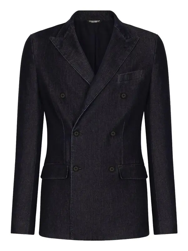 Dolce & Gabbana Double Breasted Denim Blazer - Multicolor