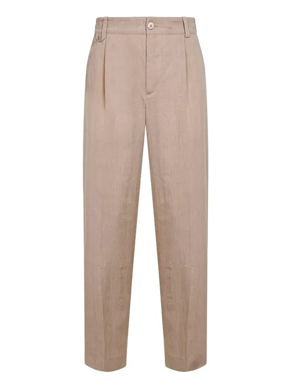 Jacquemus Beige Textured Linen Blend Trousers - Multicolor