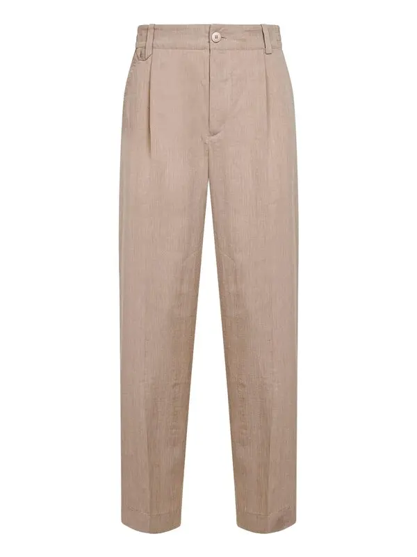 Jacquemus Beige Textured Linen Blend Trousers - Multicolor