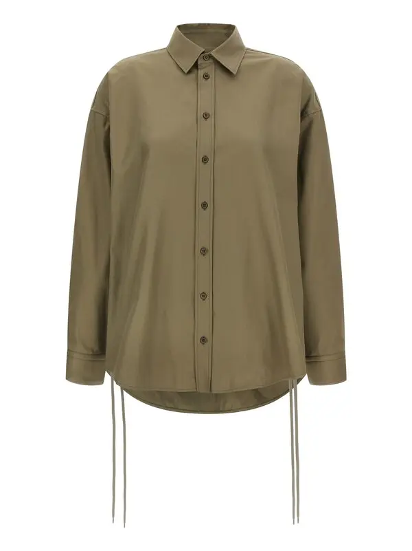 Balenciaga Oversized Cotton Gabardine Lace-up Shirt - Green