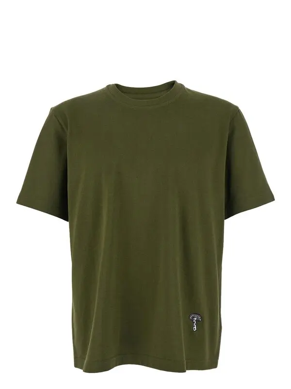 Bottega Veneta Crewneck T-shirt With Mushroom Embroidery On The Front In Cotton - Green