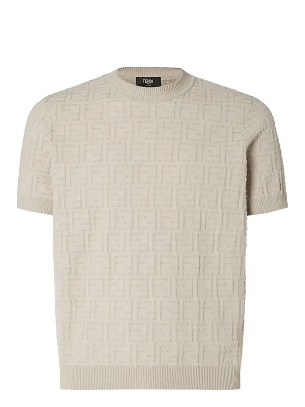 Fendi Grey Cream Ff Selleria Cotton Pullover - Gray