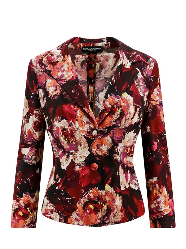 Dolce & Gabbana Cady Blazer With Peonie Flower Print - Multicolor