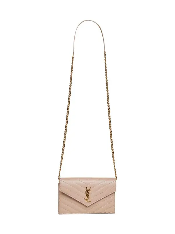 Saint Laurent Cassandre Classic Envelope Clutch With Chain Shoulder Strap - Multicolor