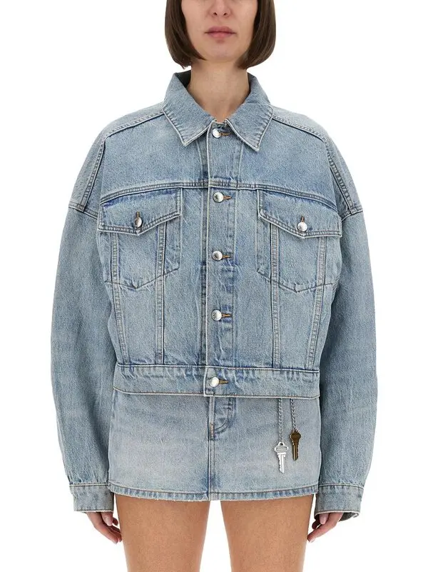 Alexander Wang Denim Clip-on Trucker Jacket - Blue