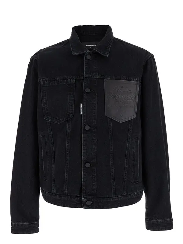 Dsquared2 Denim Jacket With Embossed Logo - Multicolor