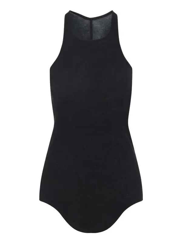 Rick Owens Ribbed Halter Neck Tank Top - Black