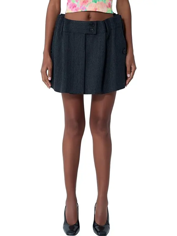 Prada Chevron Wool Mini Skirt - Gray