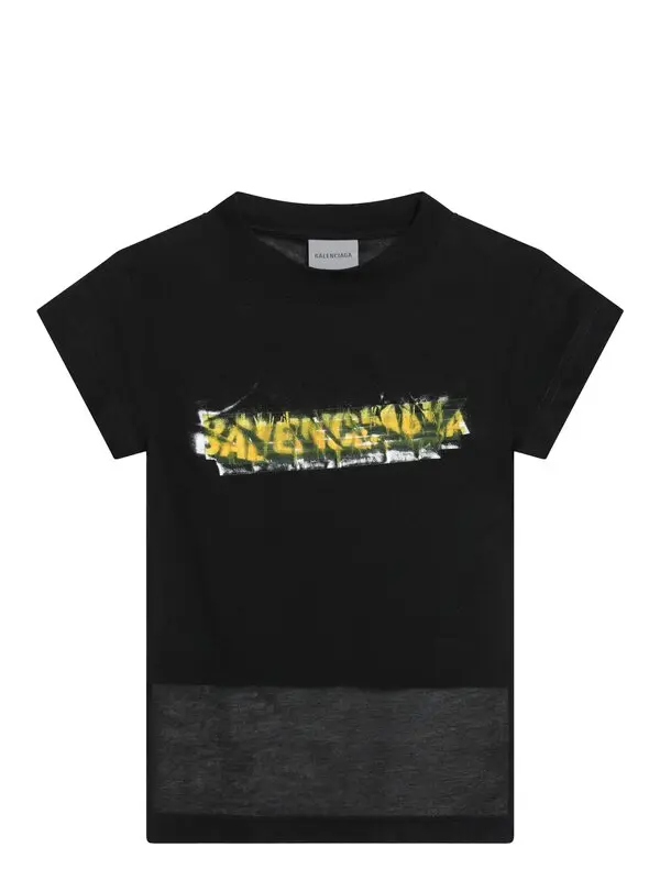 Balenciaga Cotton T-shirt With Distressed Spray Detail - Black