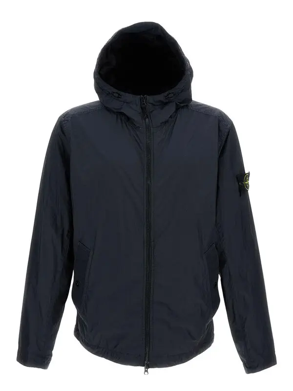 Stone Island Hooded Zip-up Jacket With Removable Logo Label - Multicolor