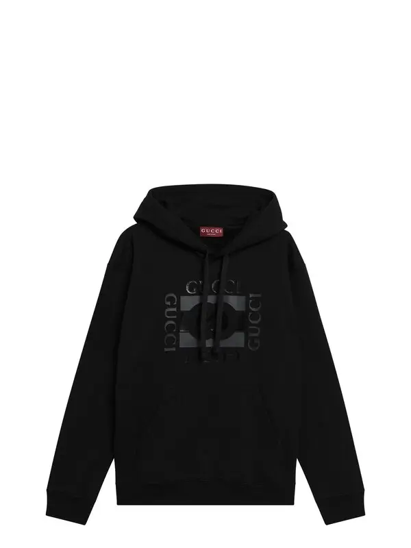 Gucci Brushed Cotton Jersey Sweatshirt With Gg Logo Print - Black