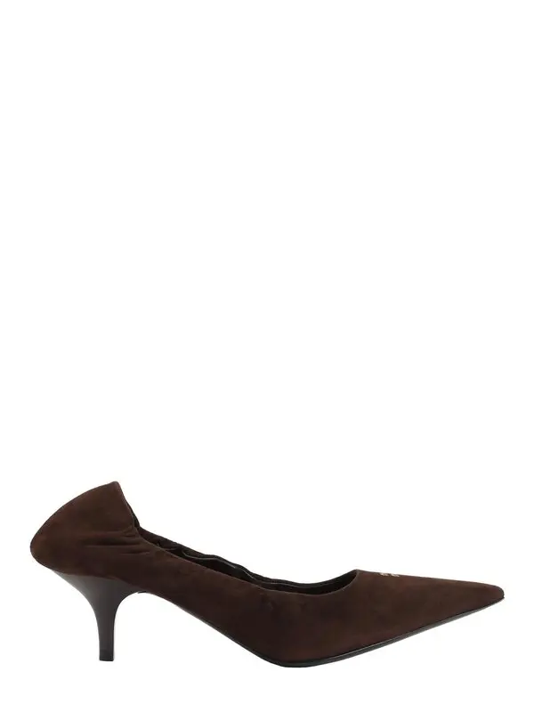 Miu Miu Lamb Leather Pumps With Logo Detail - Brown