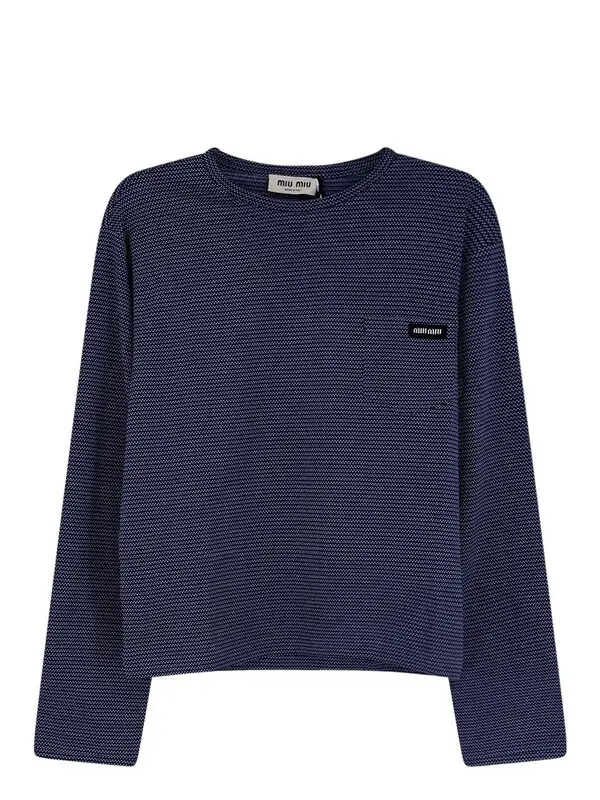 Miu Miu Two-tone Jersey T-shirt With Logo Lettering - Multicolor