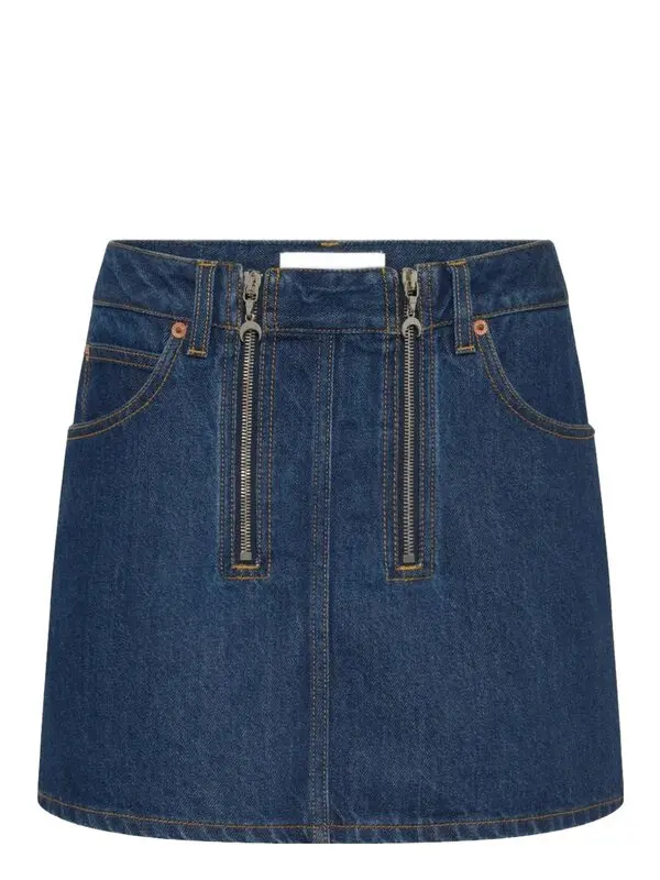 MARINE SERRE Denim Mini Skirt With Zip Detailing - Multicolor