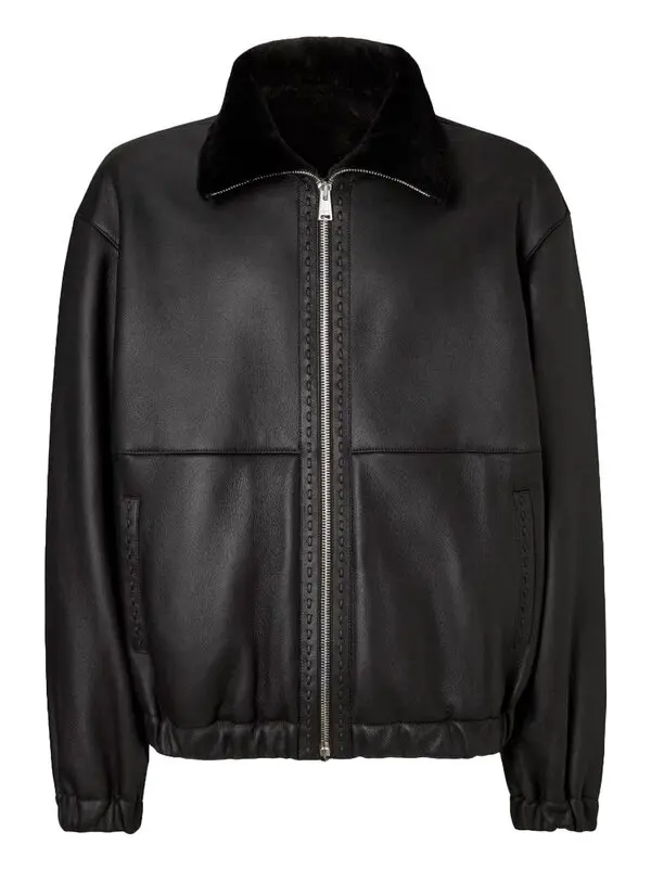 Fendi Shearling Lined Leather Blouson Jacket - Multicolor