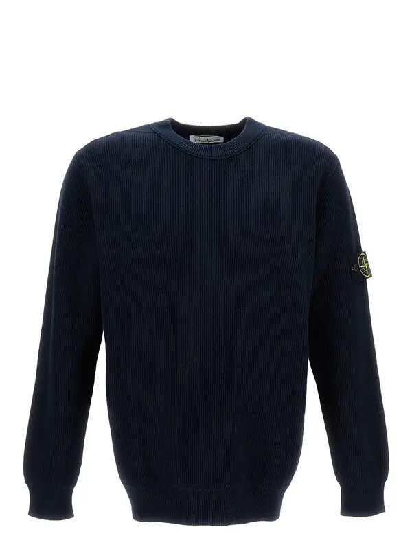 Stone Island Crewneck Sweatshirt With Removable Logo Patch - Multicolor
