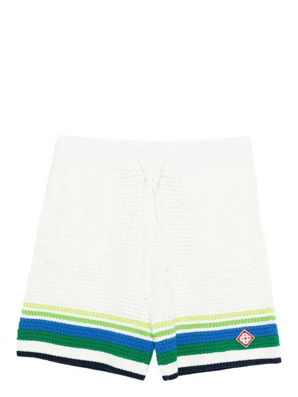 Casablanca Striped Trim Knitted Bermuda Shorts - White