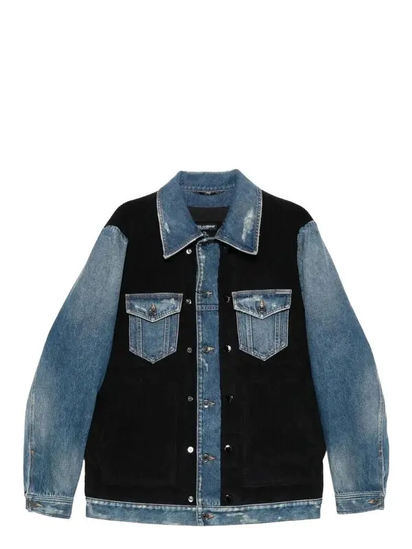 Dolce & Gabbana Paneled Corduroy And Denim Jacket - Multicolor