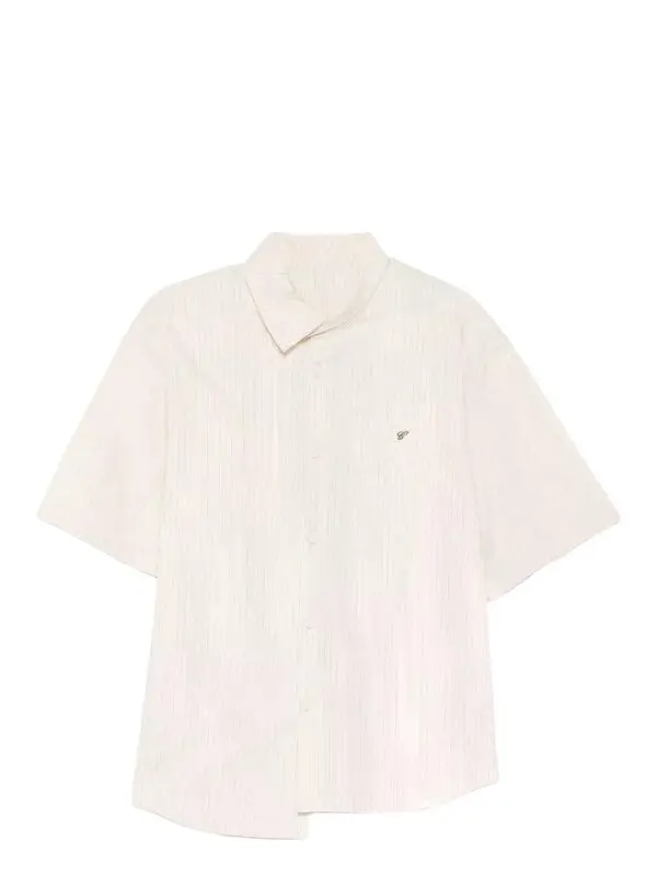 CROQUIS Embroidered Logo Pinstripe Shirt - Neutrals