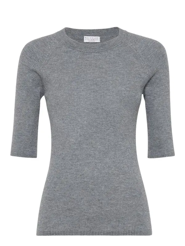 Brunello Cucinelli Ribbed Cashmere Blend Crewneck Sweater - Multicolor