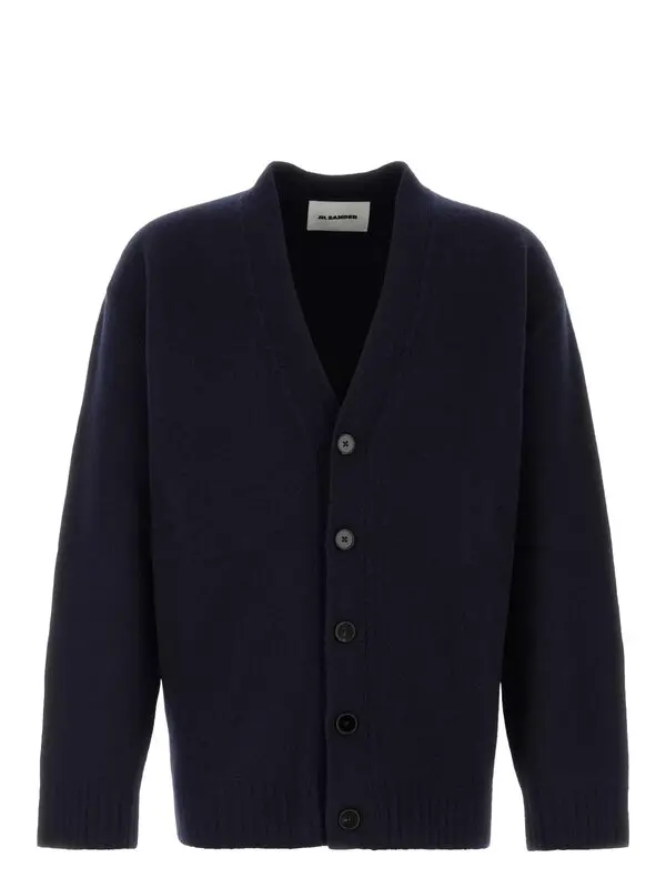 JIL SANDER Dark Wool Cardigan - Blue