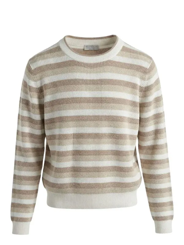Brunello Cucinelli Striped Cotton Crewneck Sweater - Multicolor