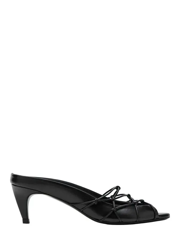 JUDE Knotted Leather Slide Sandals - Black