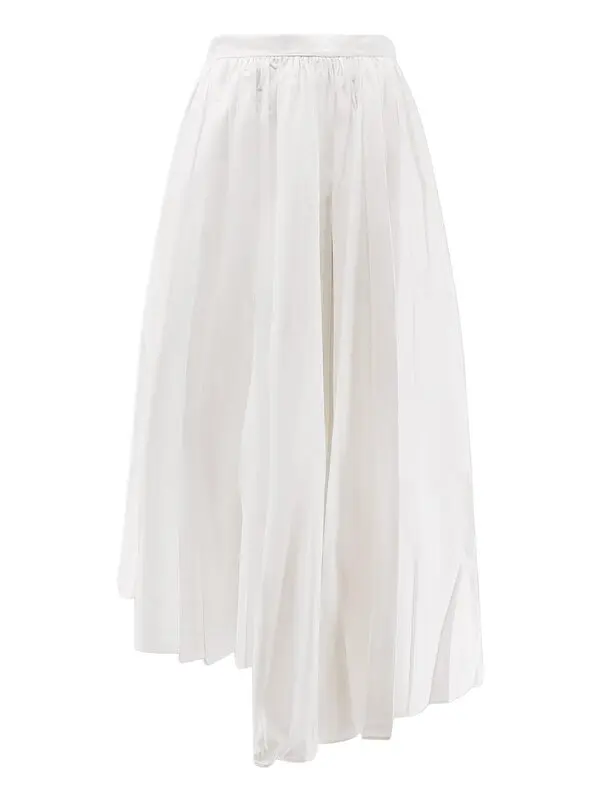 SELF-PORTRAIT Asymmetrical Flared Cotton Skirt - White