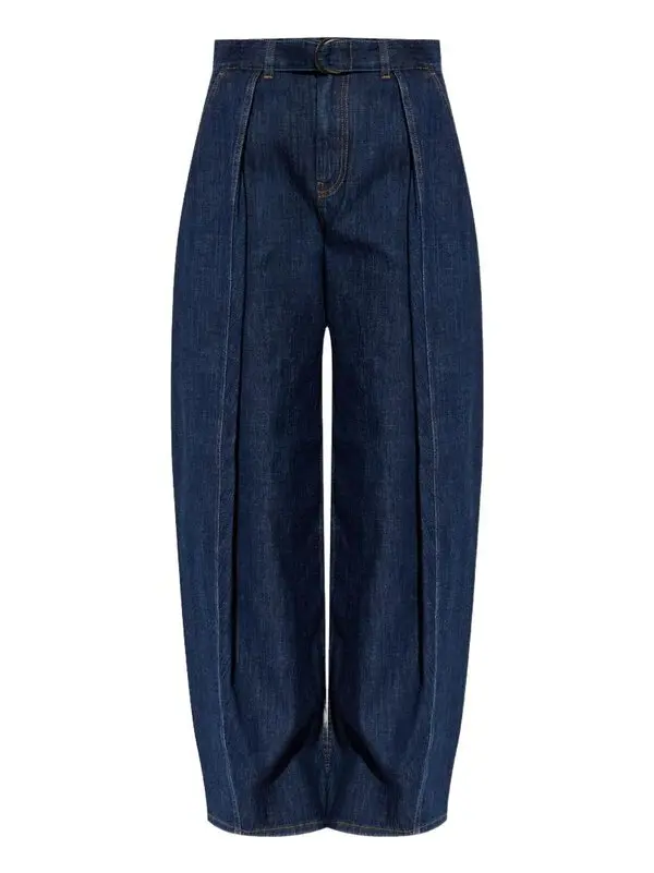 Loewe Belted Wide-leg Pleated Jeans - Multicolor