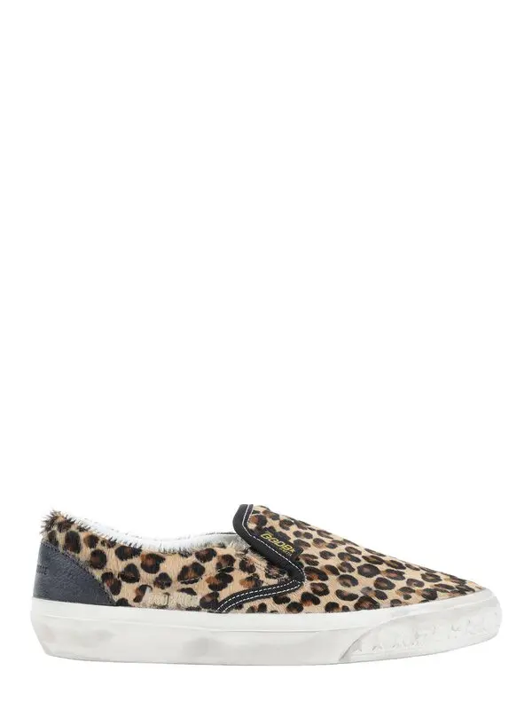 GOLDEN GOOSE Leopard Print Slip-on Sneakers - Black