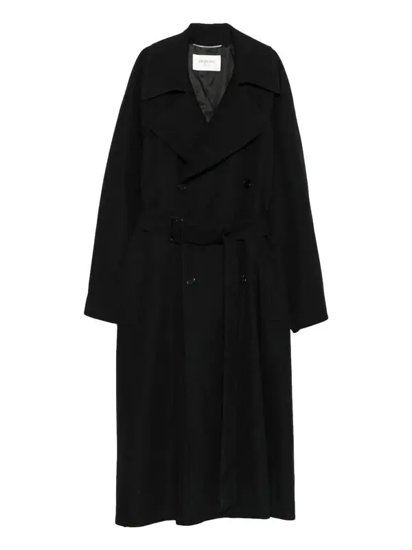 Saint Laurent Wool Raglan Coat Made In Italy - Multicolor