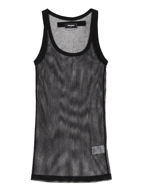 Dsquared2 Sleeveless Round Neck Mesh Top - Black