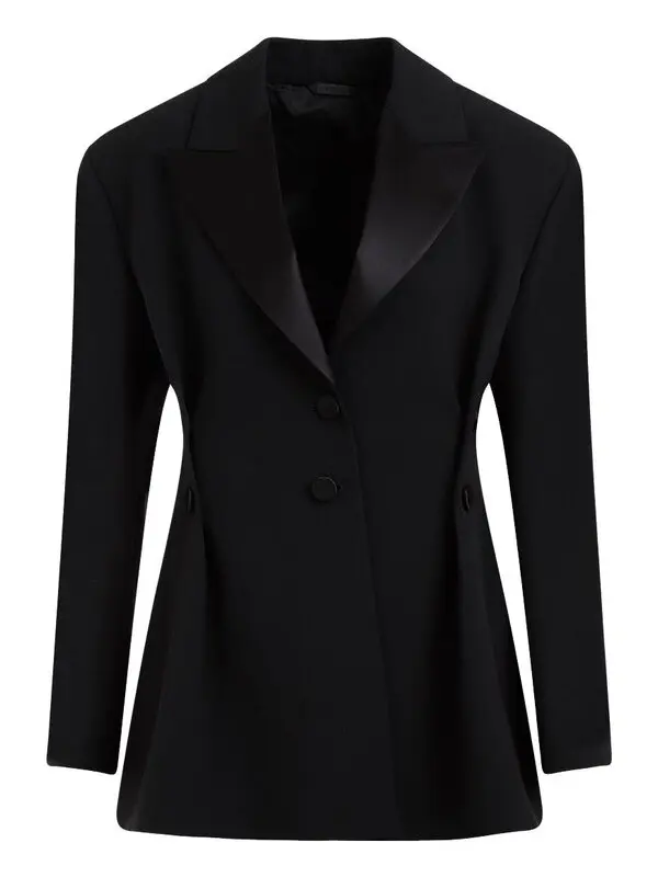 Givenchy Buttoned Jacket With Peak Lapels - Black