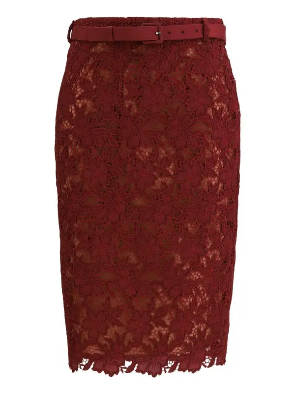 SELF-PORTRAIT Guipure Lace Midi Skirt - Multicolor