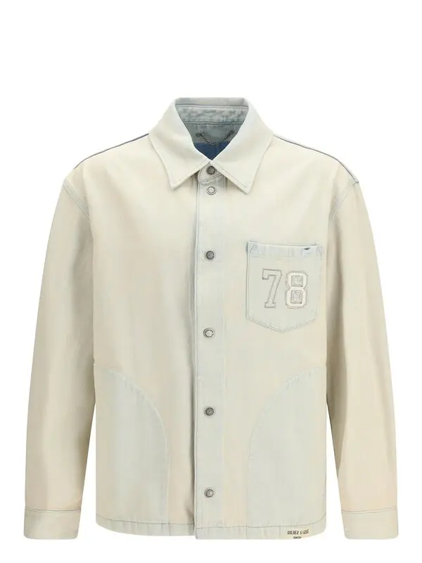 GOLDEN GOOSE 78" Embroidered Journey Denim Jacket - Cream