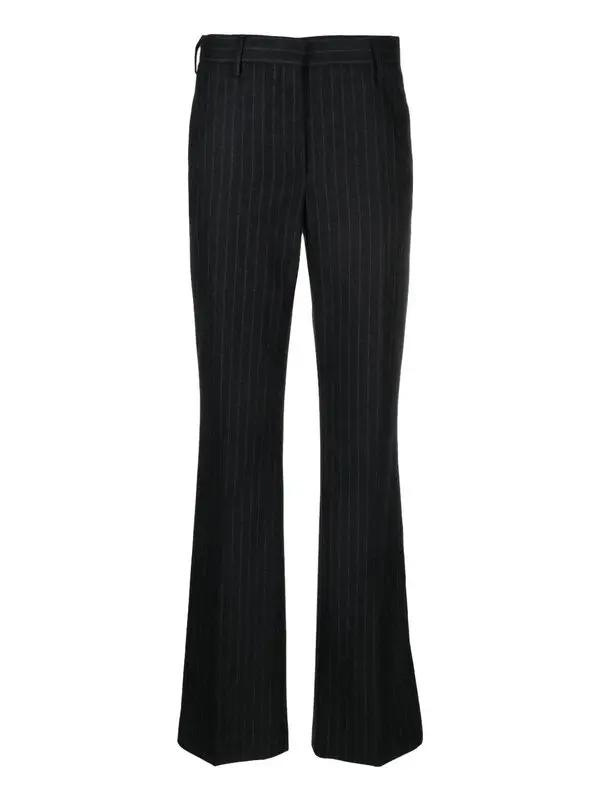 Dries Van Noten Pinstriped Wool Flared Trousers - Black