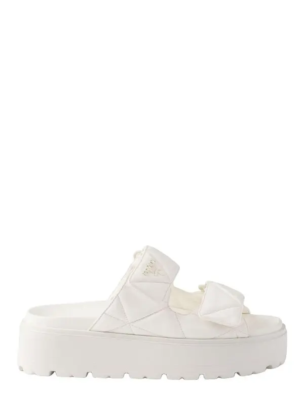 Prada 45mm Padded Leather Sandals - White