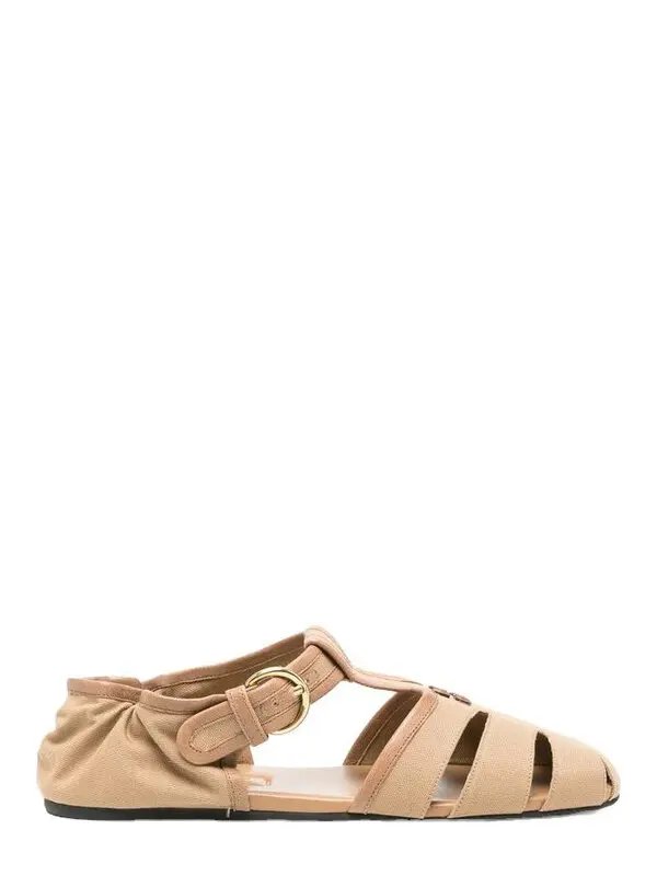 Miu Miu Fabric Gladiator Sandals With Nappa Leather Trim - Cream