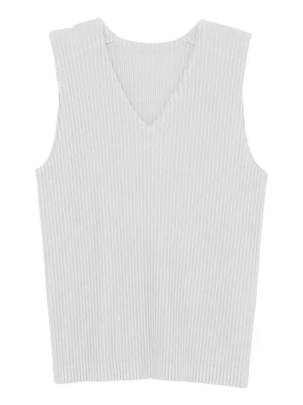 Issey Miyake Sleeveless V-neck Pleated Top - Multicolor